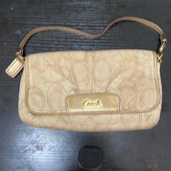 Coach | Bags | Coach Gold Colored Pouchette Style Or Wristlet Style ...